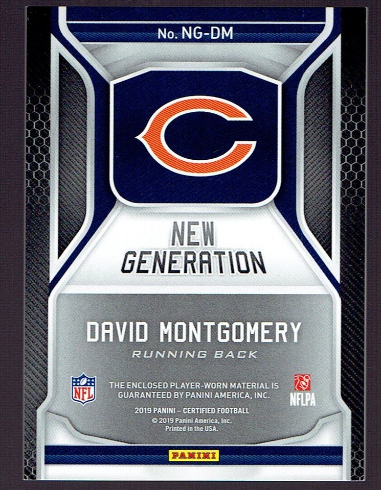 2019 Panini Certified David Montgomery New Generation Rookie RC Jersey ...