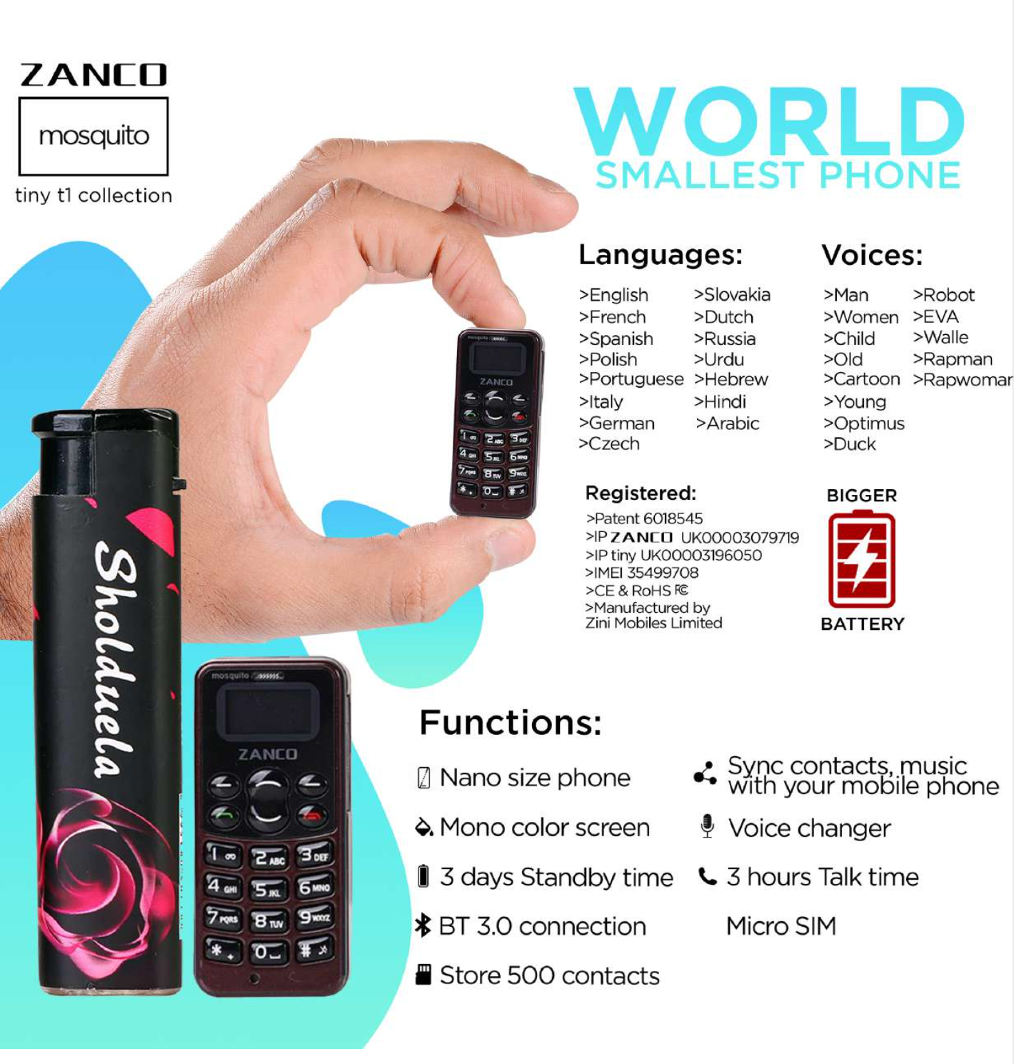 Zanco Tiny T1 Smallest Mobile Cellphone - Black for sale online | eBay