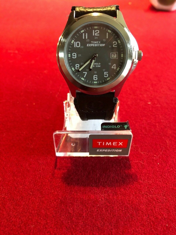 Timex Men's T40091 Expedition Metal Field 39mm Black/Brown Leather ...