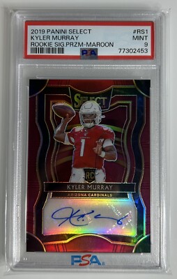 2019 Panini Select KYLER MURRAY Maroon Prizm Rookie Auto RC /20 PSA 9 ...