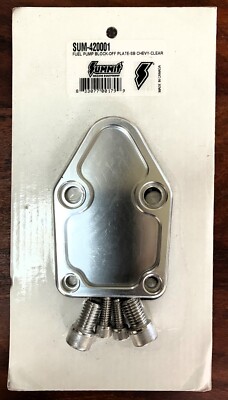 Billet SBC Chevy Fuel Pump Block-Off Plate with Gasket/Bolts Kit ...