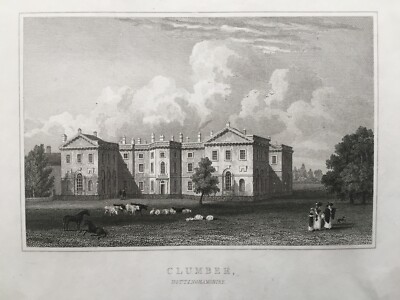 1830 Antique Print; Clumber Hall, near Worksop, Nottinghamshire after ...