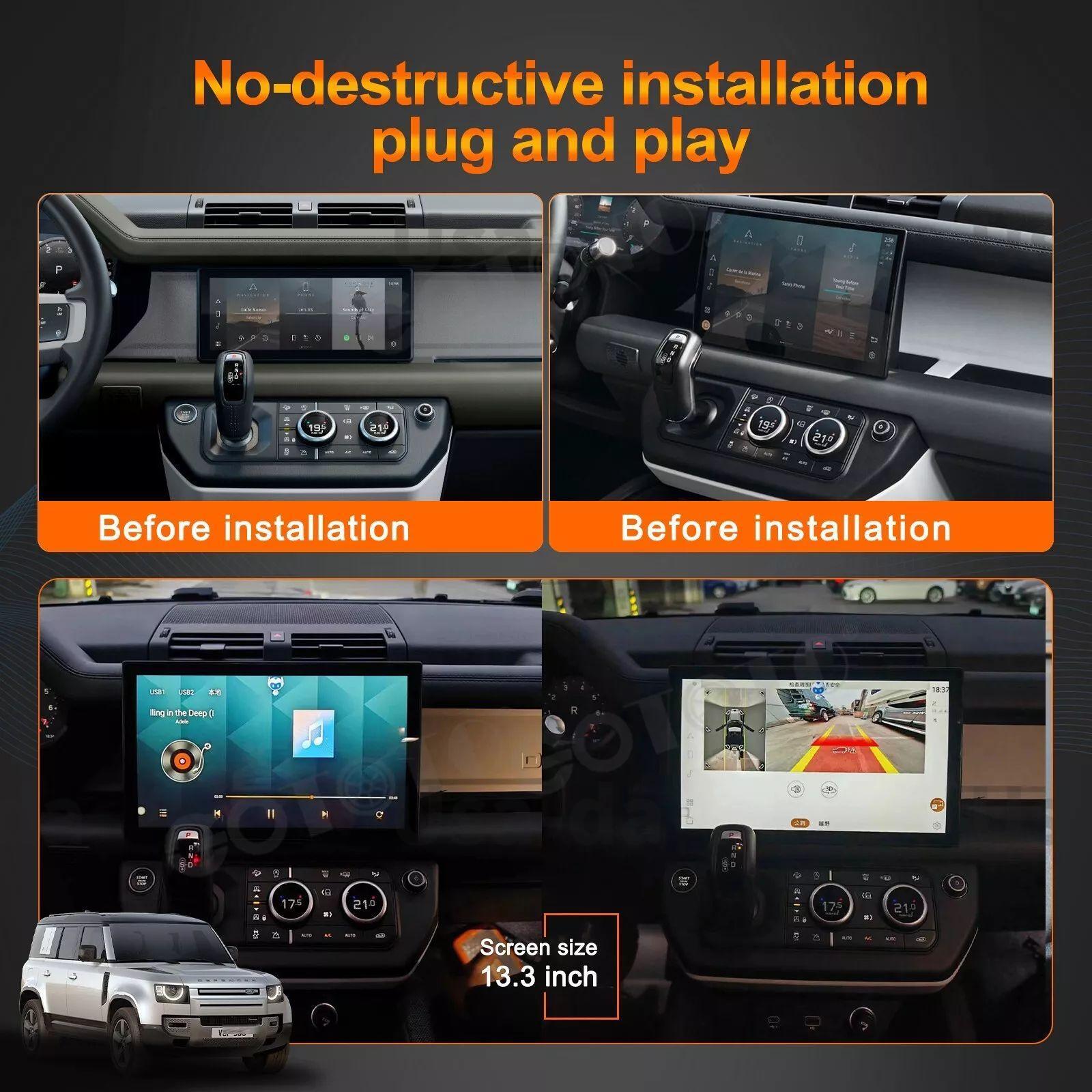 13.3" Android13 Car Radio 2Din Stereo Receiver for Land Rover Defender ...