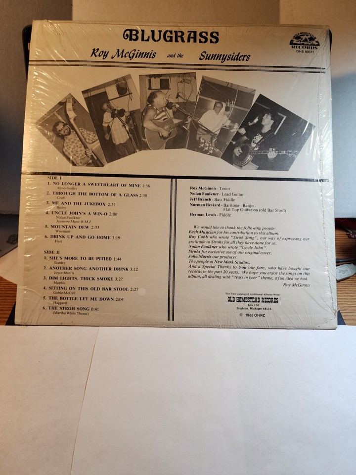 ROY McGINNIS & THE SUNNYSIDERS Bluegrass 1985-Old Homestead Records VG+ ...