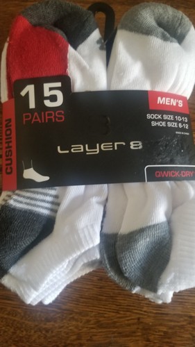 Mens Layer 8 Socks 15 Pairs White With Stripes Shoe Size 10-13 | eBay