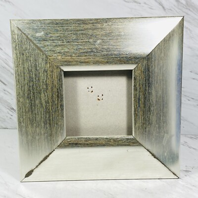 Picture Frame Square Silver Metallic Brushed Wood 9” Tabletop Wall 3.5 ...