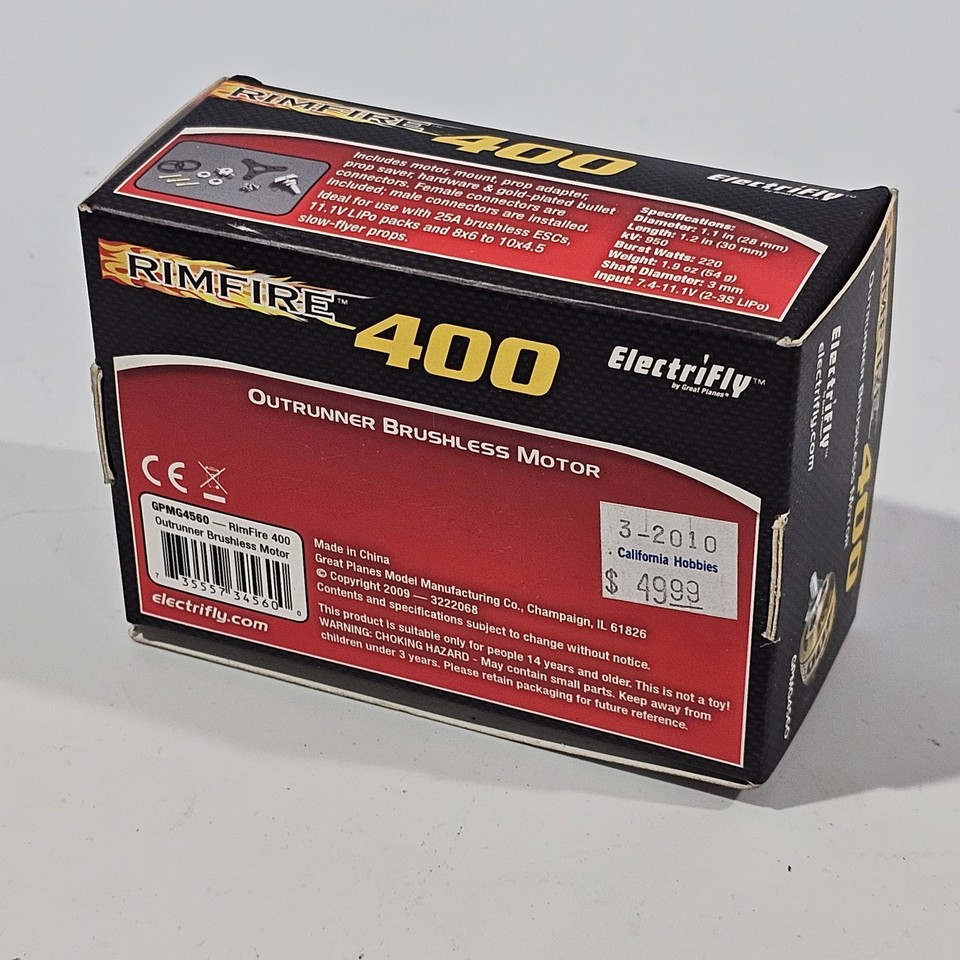Rimfire 400 NEW ElectriFly Outrunner Brushless Motor RC Great Planes ...
