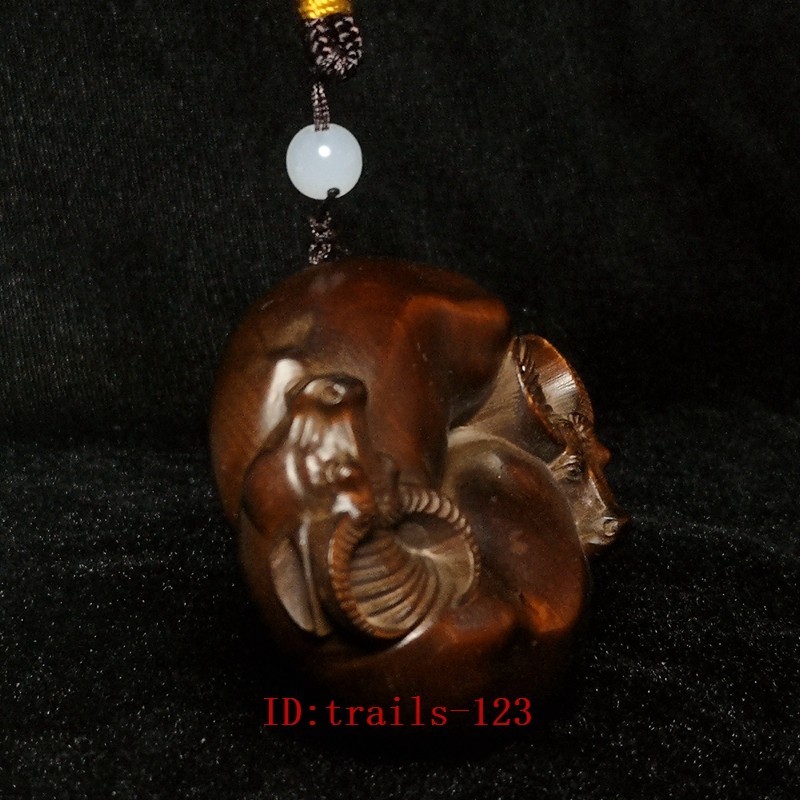 2 Inch Old Chinese boxwood hand carved Two cow Figure statue netsuke ...