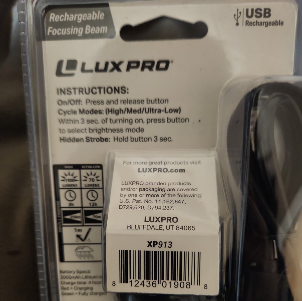 LuxPro XP913 Rechargeable LED Focusing Flashlight - 1100 Lumens New | eBay