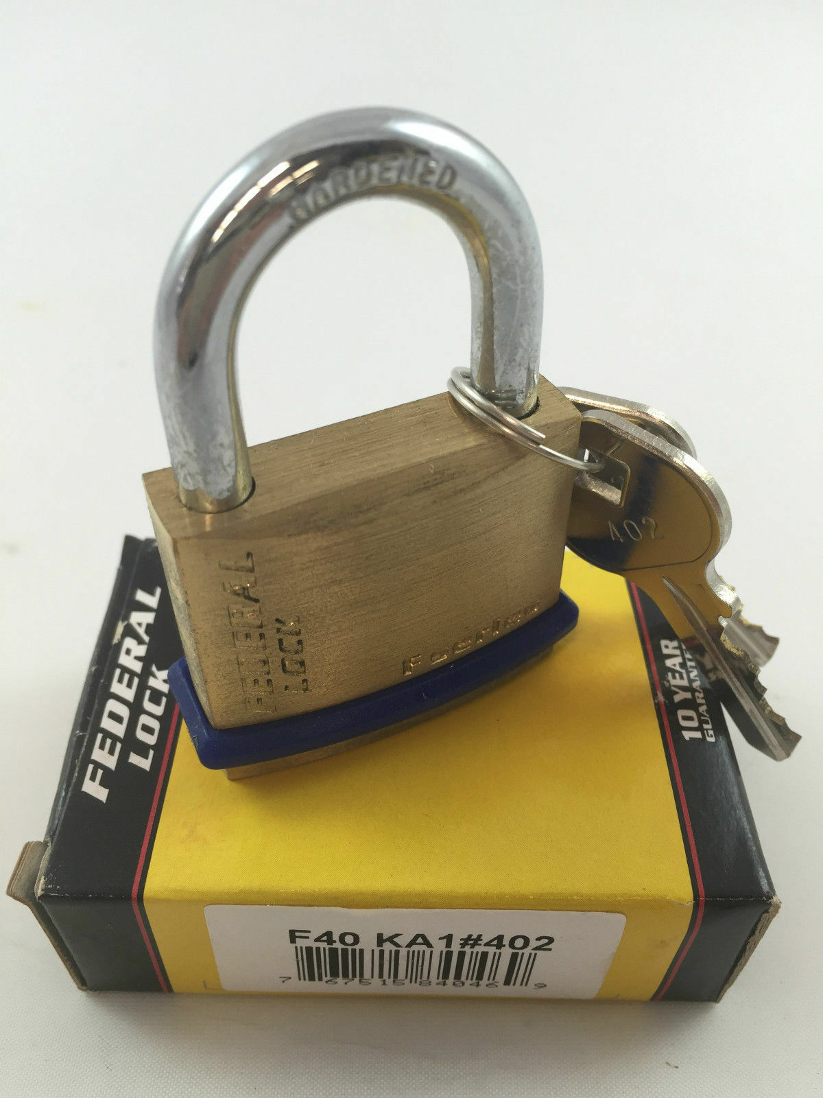 Federal Lock F-Series F40 402 Solid Brass Security Padlock includes 2 ...
