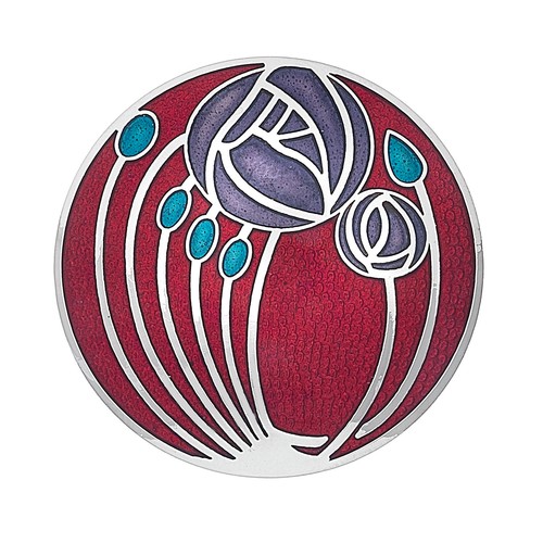 Red Mackintosh Brooch Roses and Buds Silver Plated Brand New Gift ...