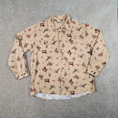 Ruff Hewn Shirt Mens Sz XLarge Button Up Bird dog hunting Pattern | eBay
