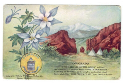 Colorado Poem Garden of Gods Columbine Pikes Peak Souvenir Postcard ...