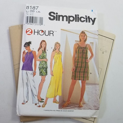 Simplicity 8187 Uncut Sundress Maxi Halter Top Pattern Size L XL Bust ...