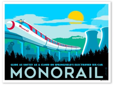 The Simpsons Monorail Springfield Brian Miller Poster Giclee Print ...