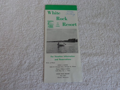 *White Rock Resort Chetek Wisconsin Brochure Pamphlet Vacation Lake VTG ...