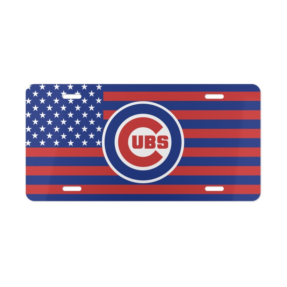 Chicago Cubs American Flag Team Colors, License Plate Car Tag Aluminum ...