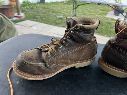 Thorogood 804-4375 Men's 6" Leather Moc Steel Toe Work Boots Brown Size ...