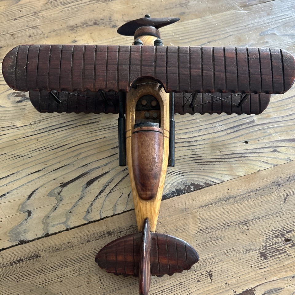 Wooden WW1 Biplane Hand Crafted Multi Color Wooden Model Airplane ...