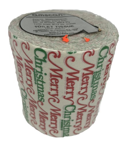 NEW Vintage Amscan Merry Christmas Toilet Paper Tissue Holiday Red ...