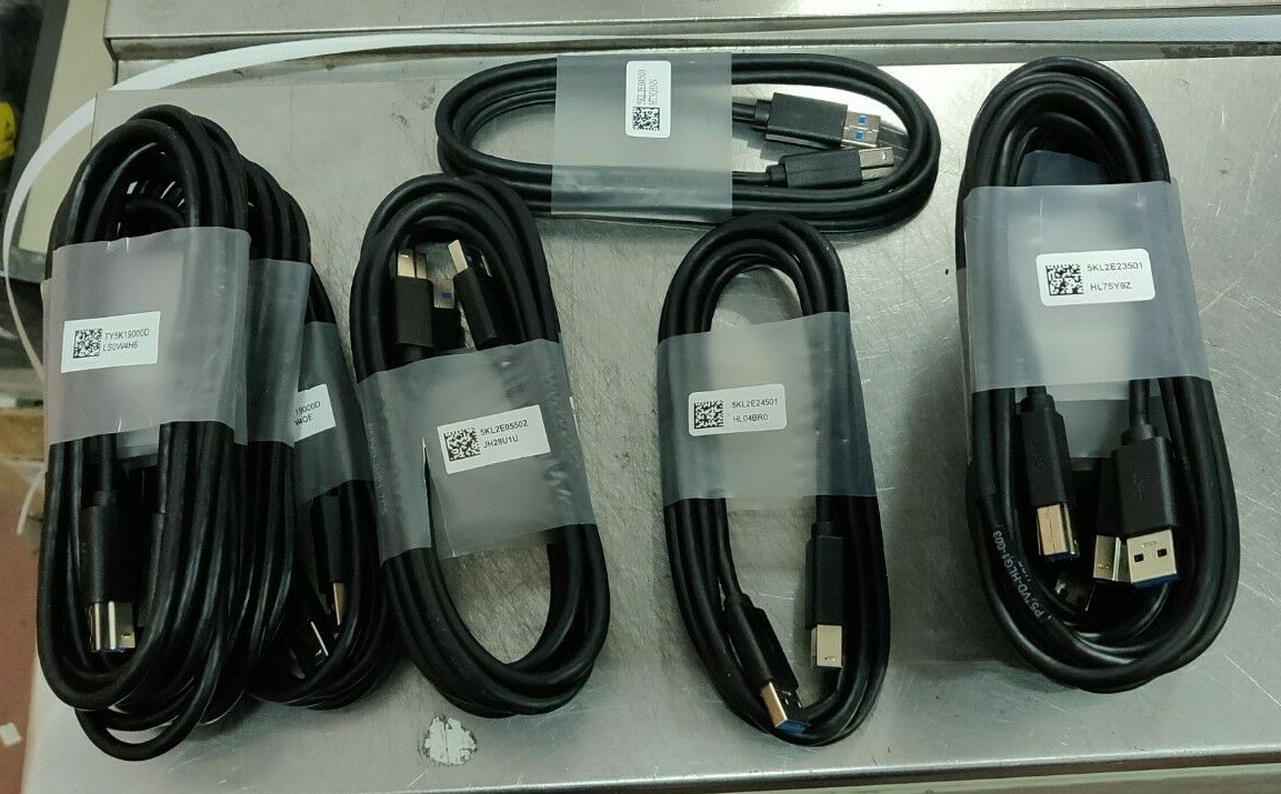 13x Dell USB3.0 6ft Printer Cables USB A male - USB B male 5KL2E23501 ...