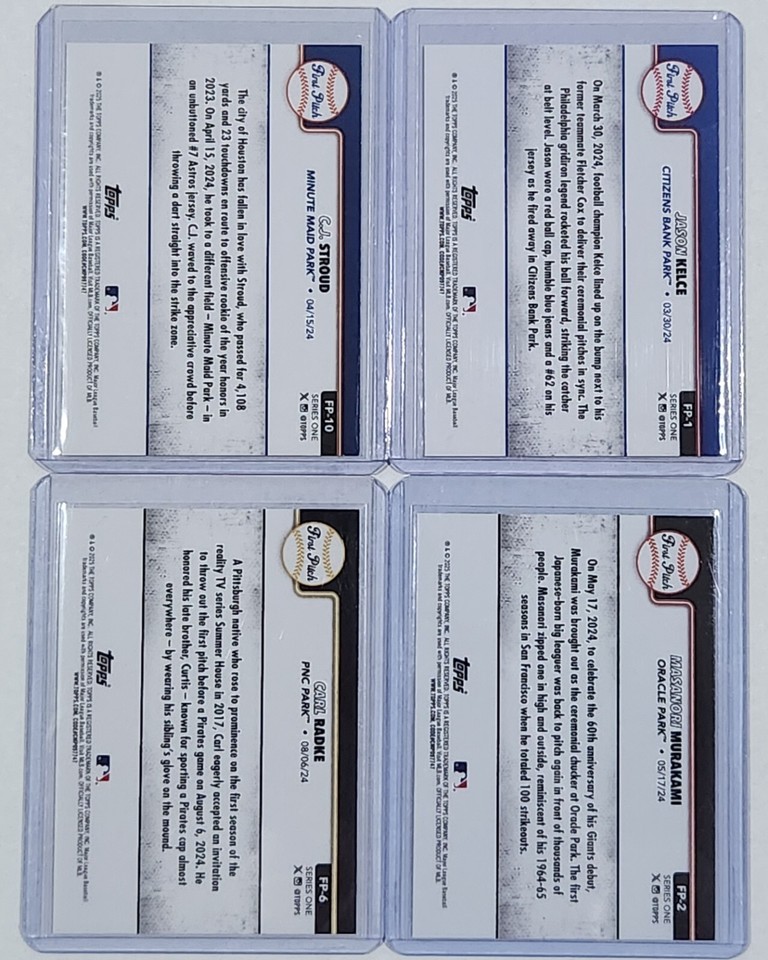 (4) 2025 Topps Series 1 JASON KELCE + C.J. STROUD + MORE First Pitch ...