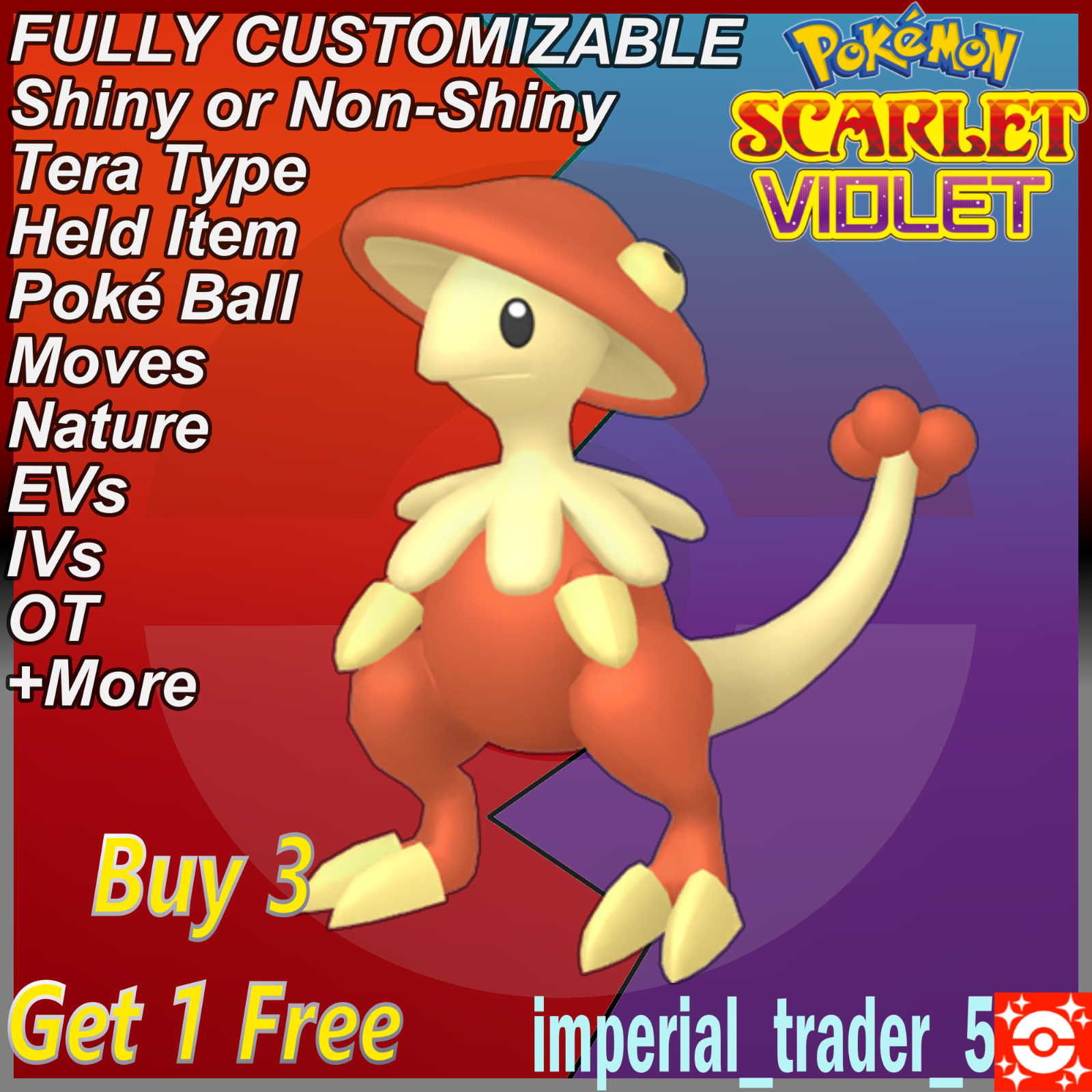 Pokémon Scarlet and Violet Shiny Breloom W/ Best 6IV Customizable | eBay