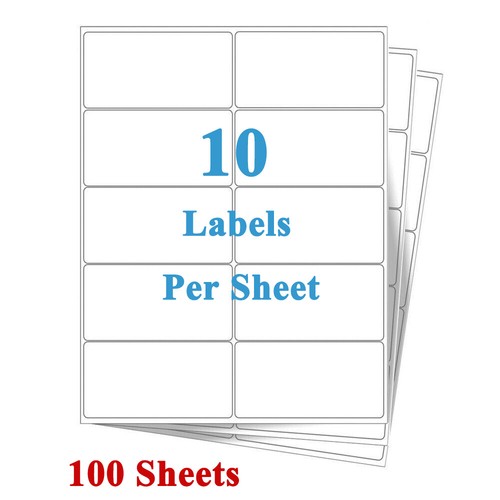 1000 Count Blank Address Shipping Labels 100 Sheets 2" x 4" 10-UP 10 ...