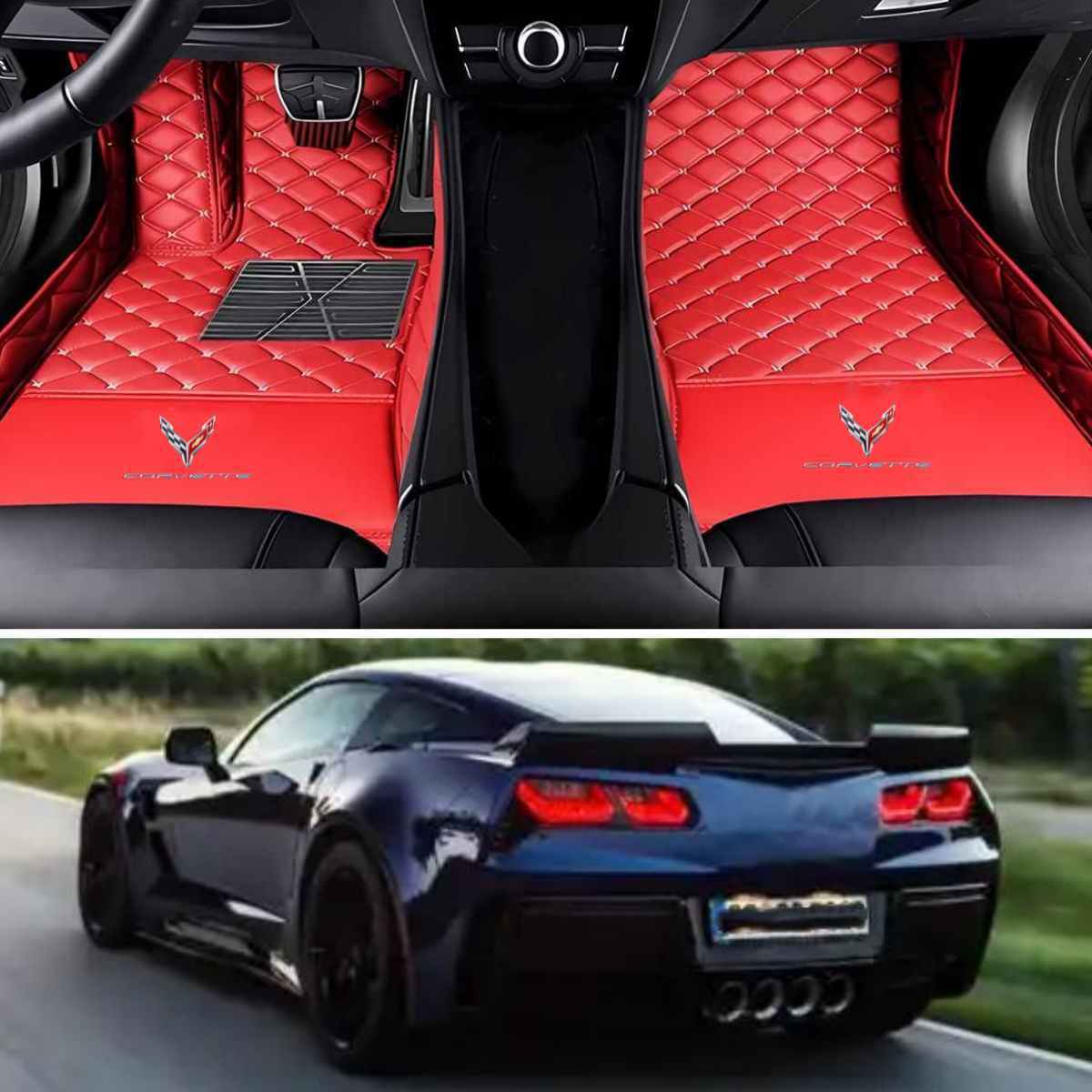 Fit Chevrolet Corvette 1997-2025 Car Floor Mats Front Row Luxury Custom ...