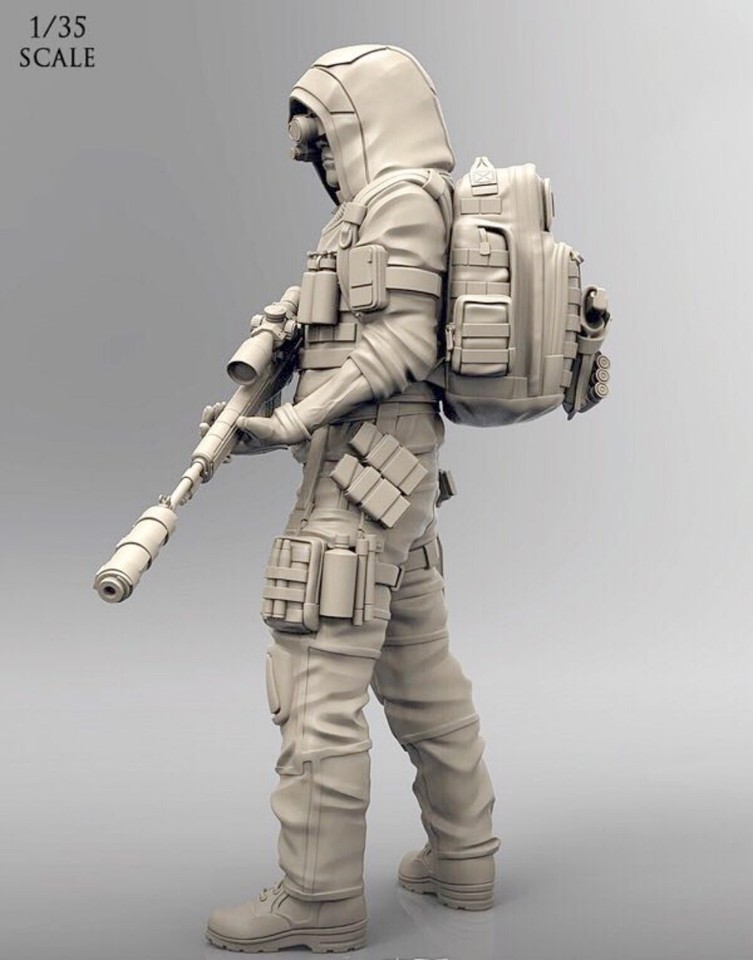1:35 resin figure model kit Modern Soldier Sniper Unassembled Unpainted ...
