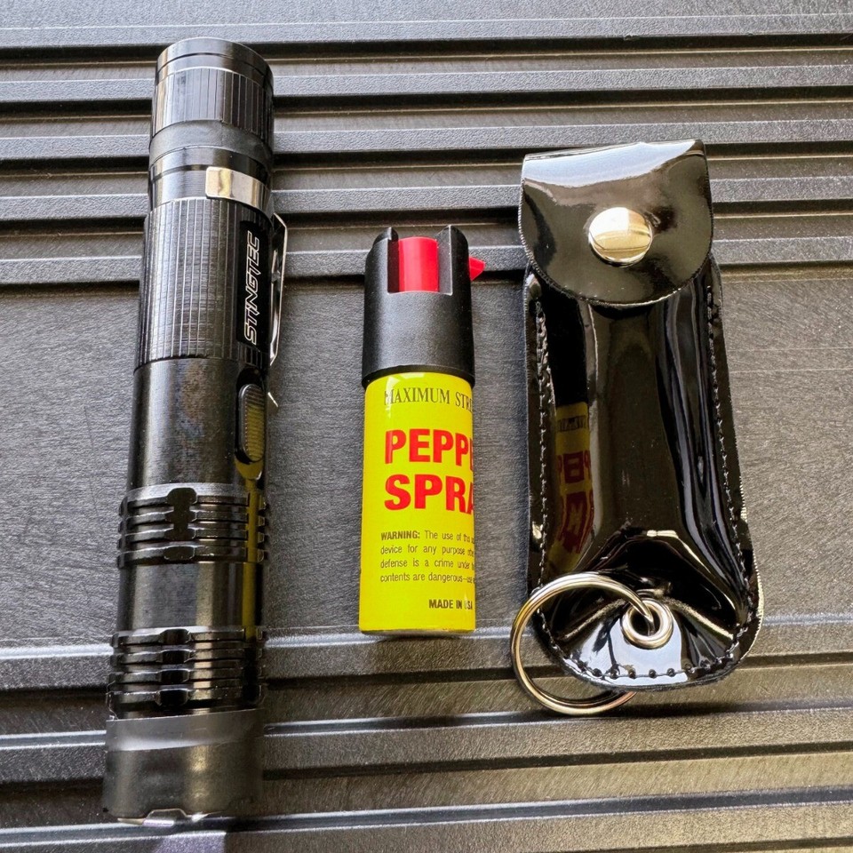 Stingtec Stun Gun LED Light & Survivor Pepper Spray Most Powerful ...