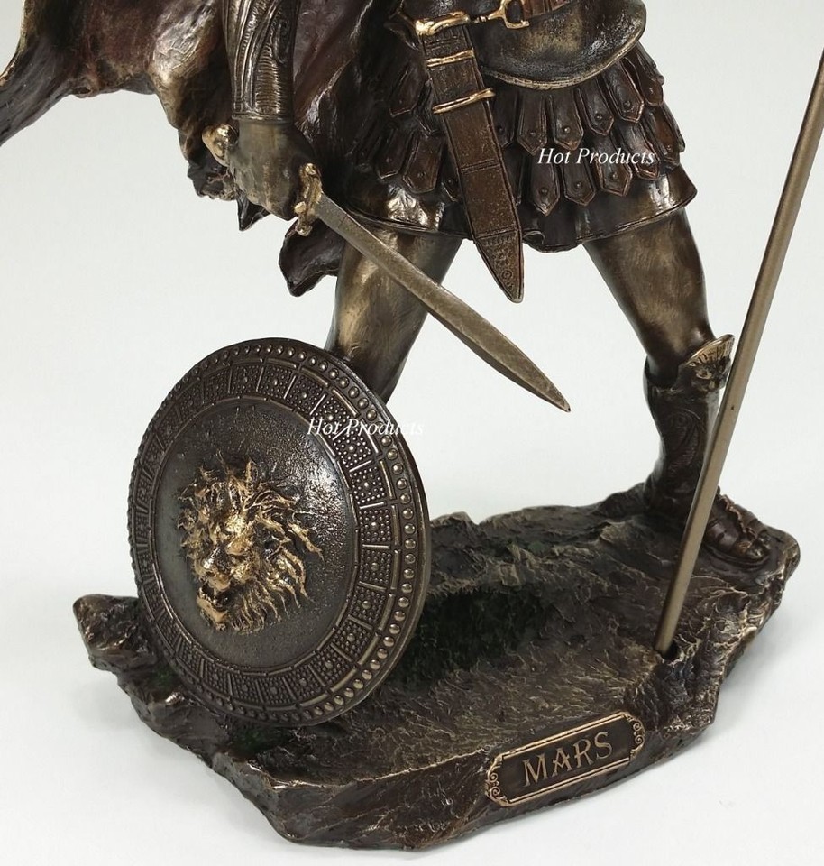 13" Mars God of War Greek Mythology Sword & Spear Statue Sculpture ...