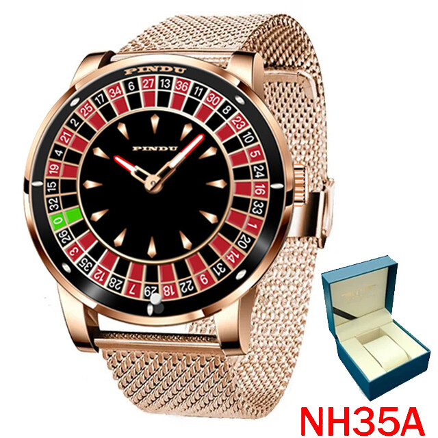 2024 PINDU Luxury Men's Automatic Watch 5 ATM Rotating Russian Roulette ...
