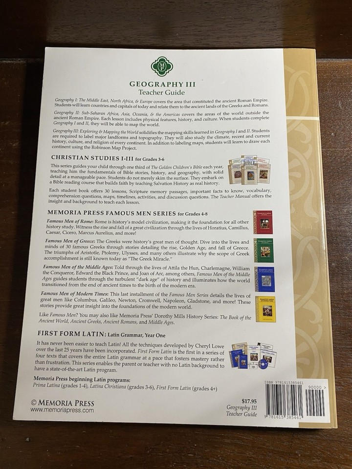 Memoria Press Geography III Teacher Guide 2nd Ed Exploring & Mapping ...