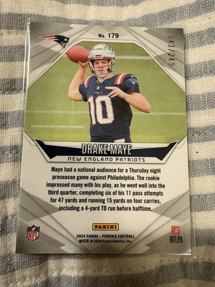 2024 Panini Phoenix - Rookies Drake Maye #179 Blue Fade 043/249 RC | eBay