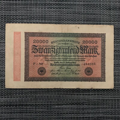 GERMAN 20000 Mark Banknote 1923 Post WW1 Berlin Germany Currency ...