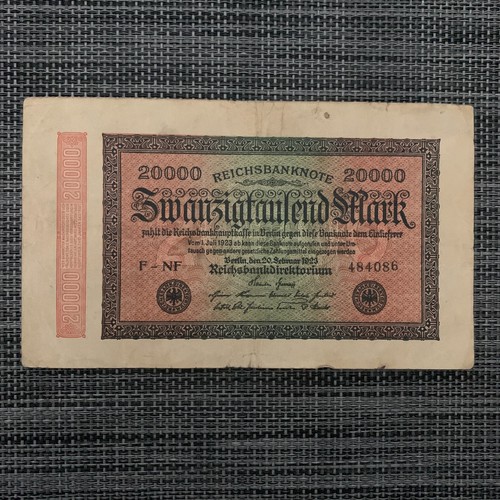 GERMAN 20000 Mark Banknote 1923 Post WW1 Berlin Germany Currency ...