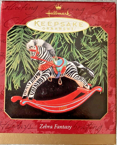 Hallmark Keepsake Ornament ZEBRA FANTASY Rocking Horse Christmas 1999 ...