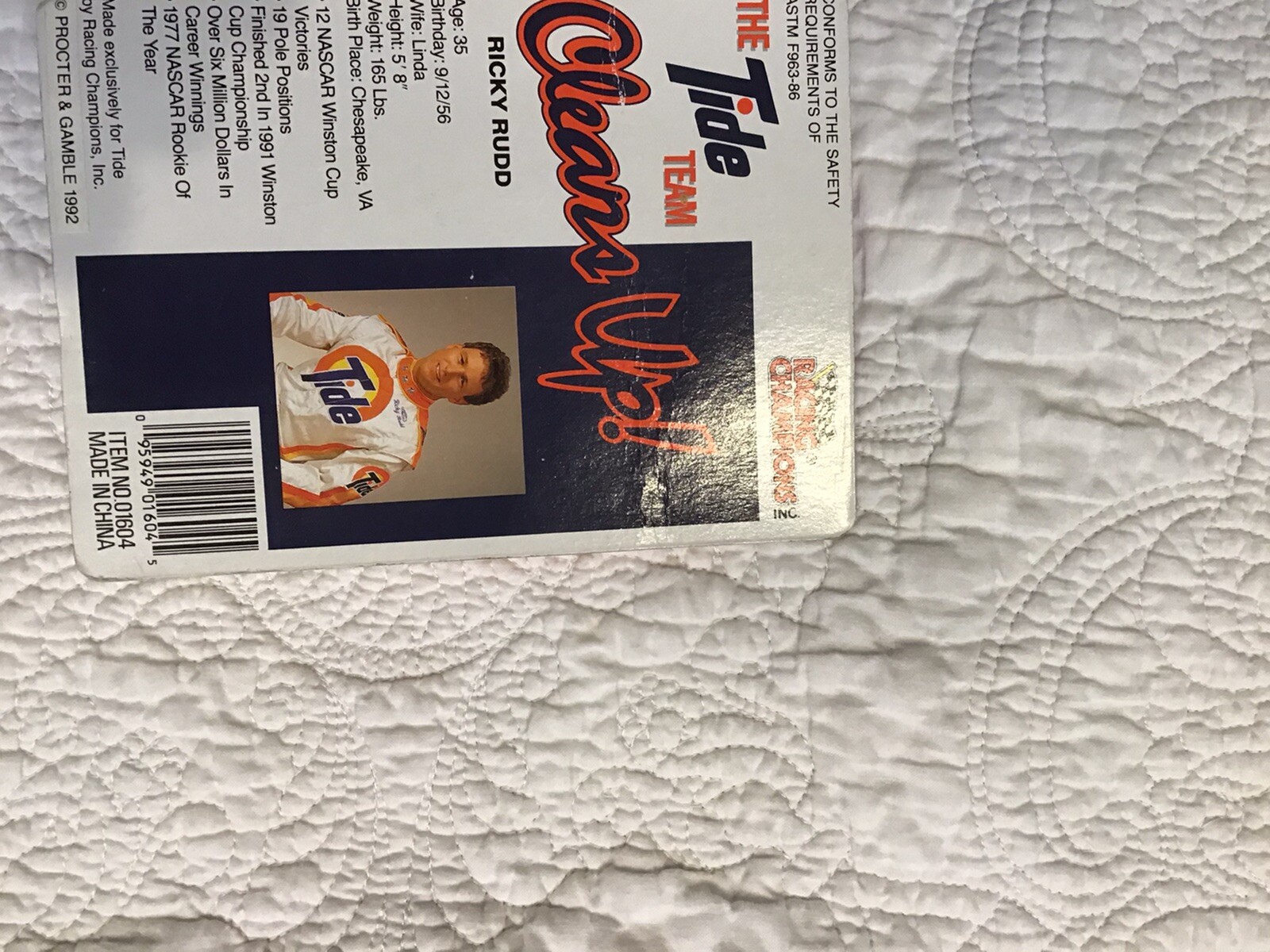 NASCAR Ricky Rudd 1992 Racing Champions 1/64 scale Tide Racing Stock ...