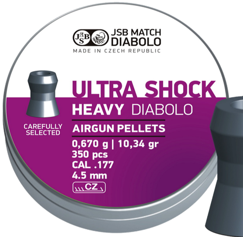 JSB ULTRA SHOCK 350 Count Cylindrical Hollow Point 4.5mm .177 Caliber ...