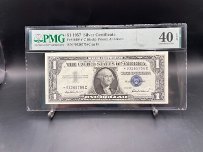 1957 Fr 1619* $1 US Silver Certificate Star Note PMG 40 EPQ | eBay
