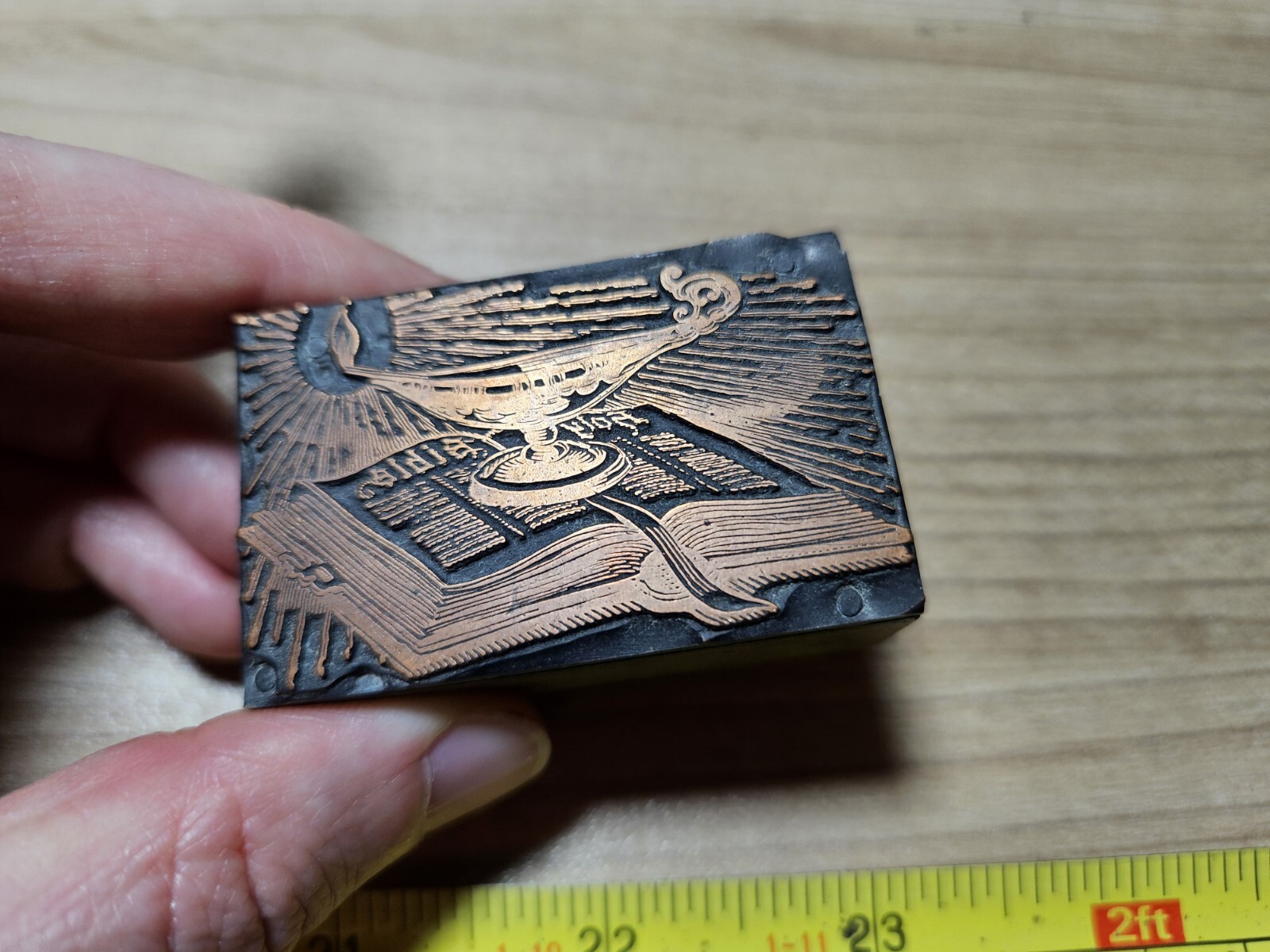 Vintage Letterpress Printing Block Holy Bible Oil Lamp Religious | eBay