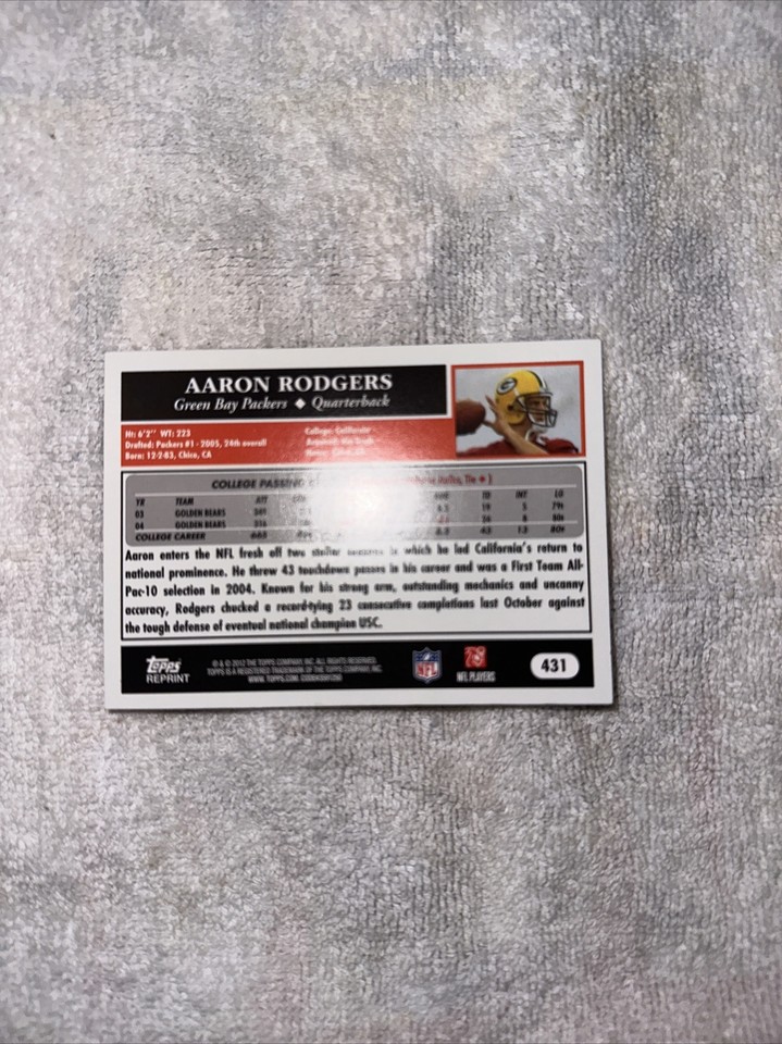 2012 Topps Reprint Aaron Rodgers RC Rookie Card 2005 PSA 10 Gem Mint ...