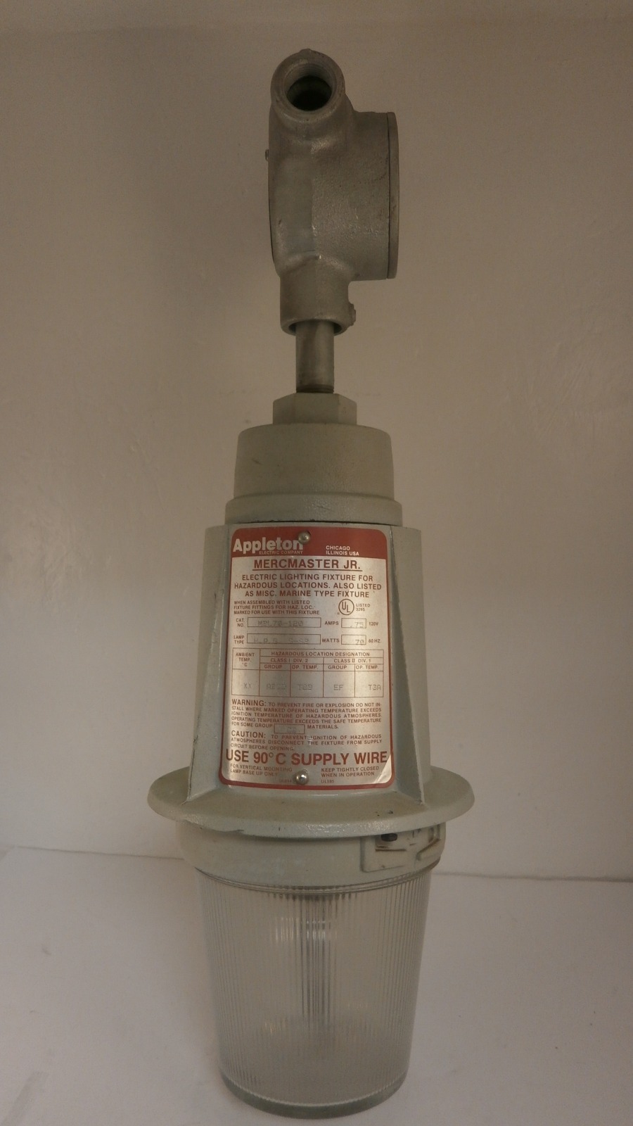 APPLETON ELECTRIC LIGHTING FIXTURE FOR HAZARDOUS / MARINE LOCATIONS ...