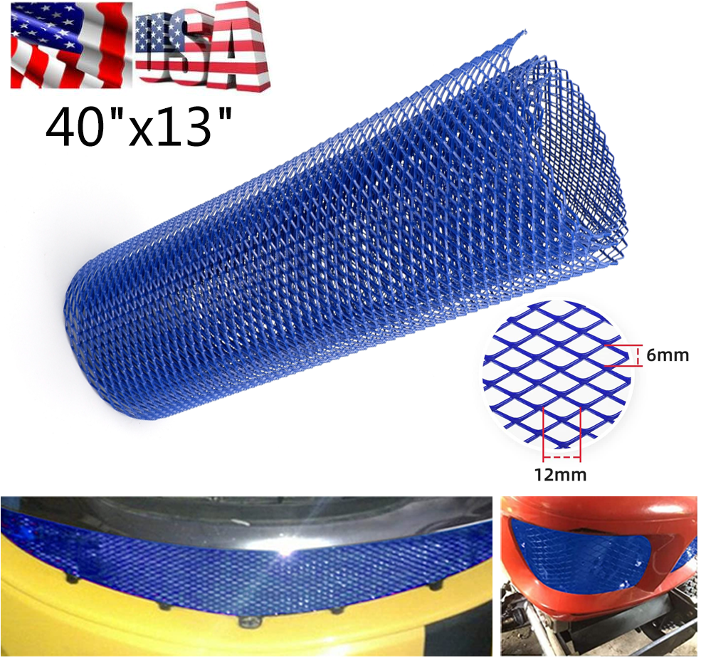 100x33cm Aluminium Racing Car Bumper Grille Grill Mesh Net Vent Blue ...