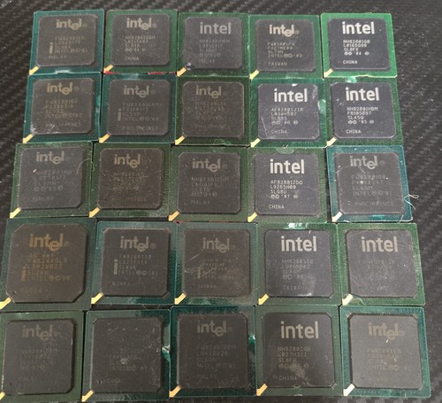 Lot of 25 INTEL BGA GOLD CORNER flat packs chips for recovery | eBay