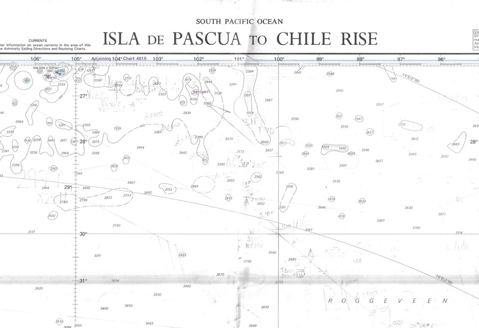 4616 South Pacific Ocean Isla De Pascua Chile Rise Chart Map Maritime ...