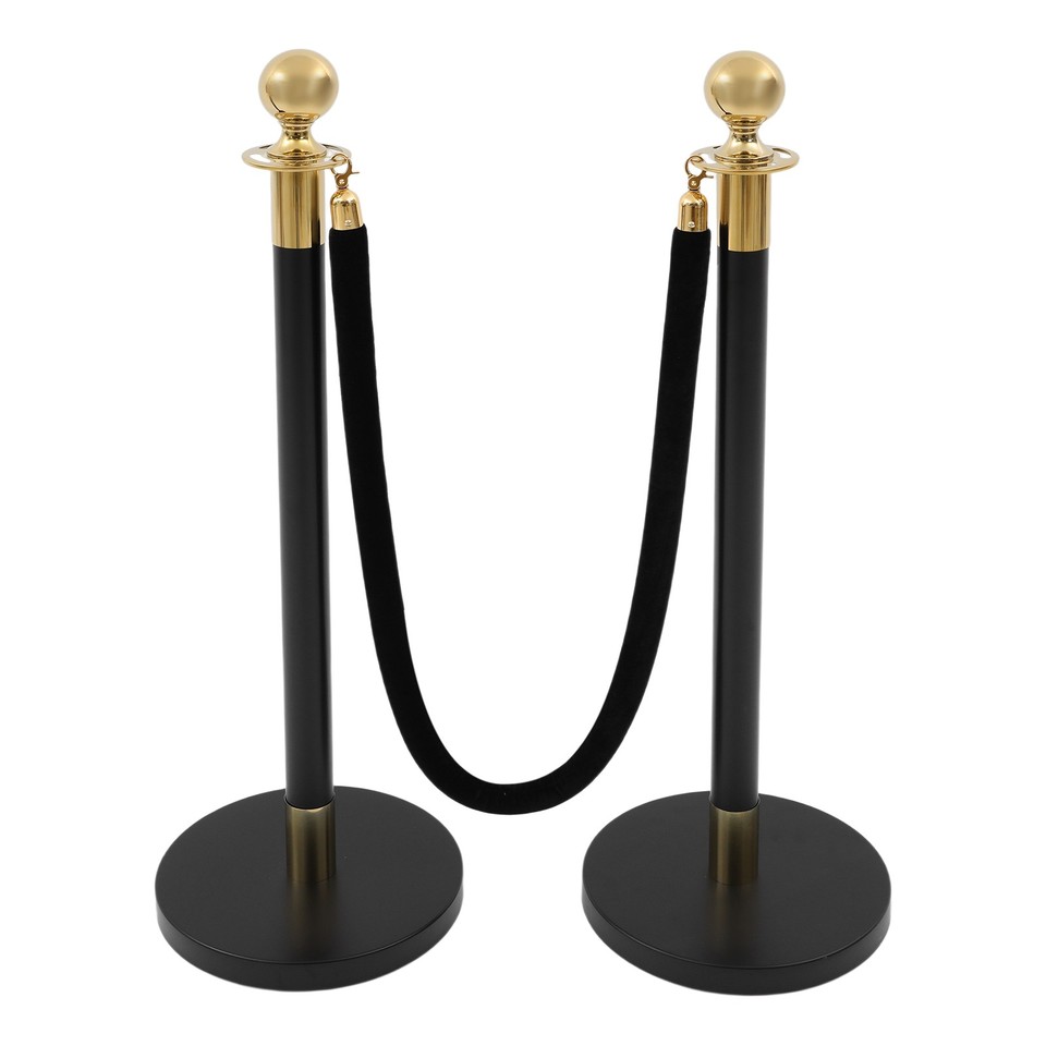 6x Gold+Black Stanchion Posts Queue Pole with 3 1.5M Ropes Crowd ...
