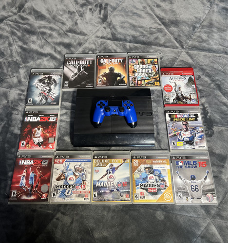 PS3 Super Slim Console Bundle – 12 Games + GTA V, BO2, Madden Editions ...
