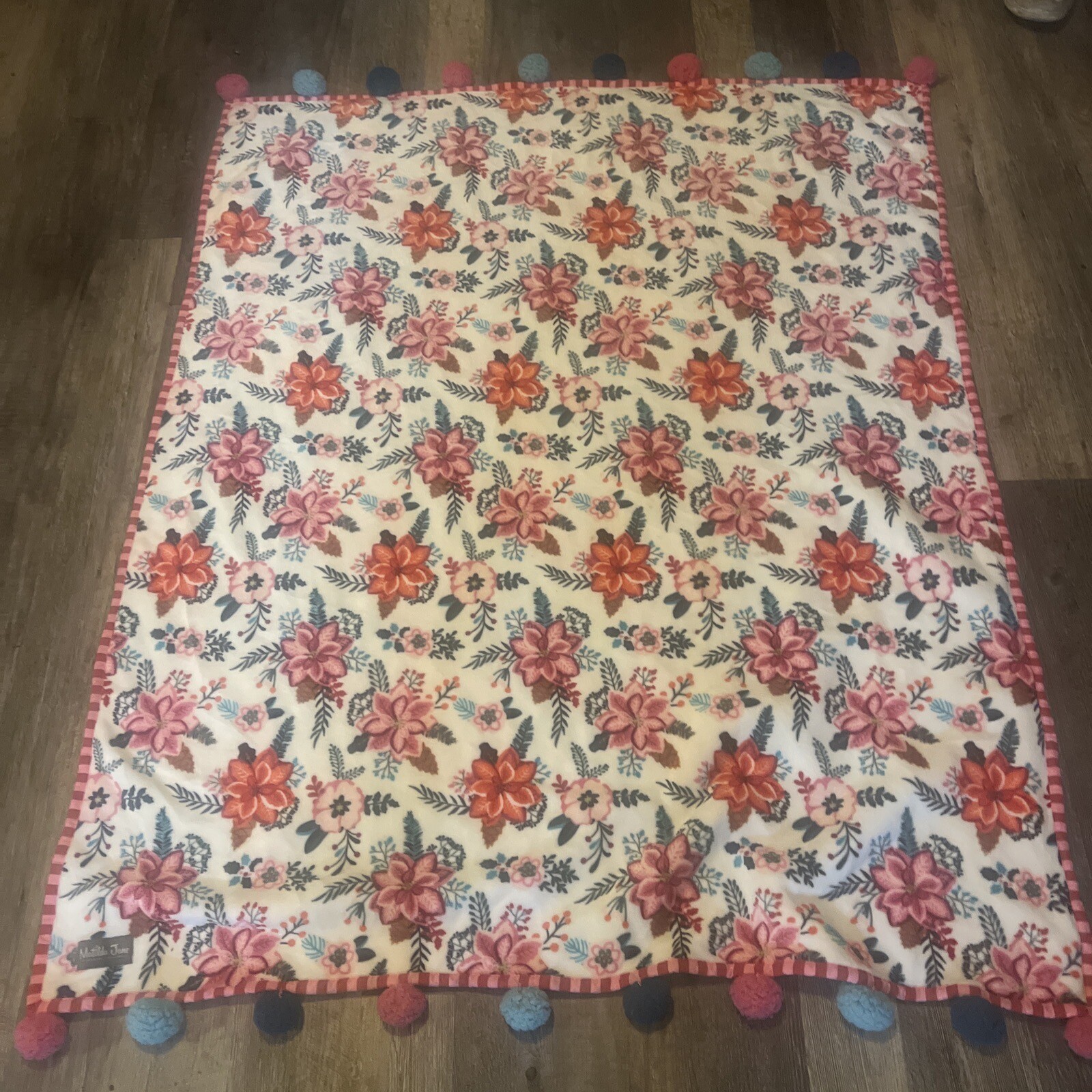 Matilda Jane Girls Blanket Winter Floral Poms Fuzzy Blanket All Poms ...